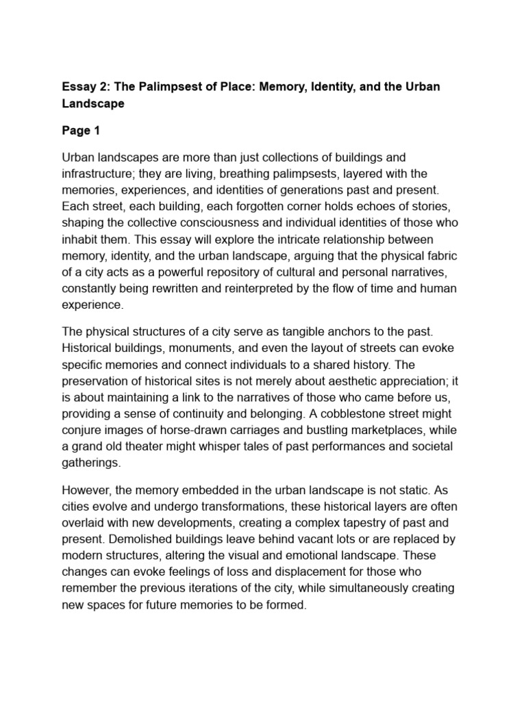 The Palimpsest of Place - Memory, Identity, and The Urban Landscape ...