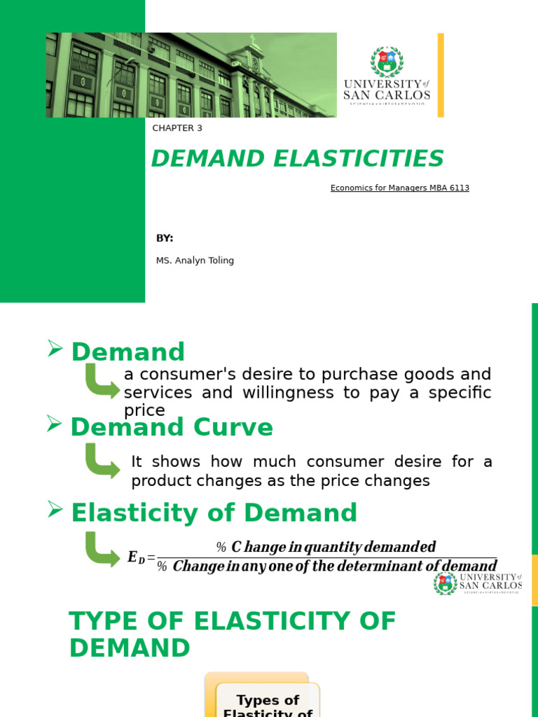 Chapter 3 Demand Elasticities - Analyn Toling | PDF | Demand | Elasticity (Economics)