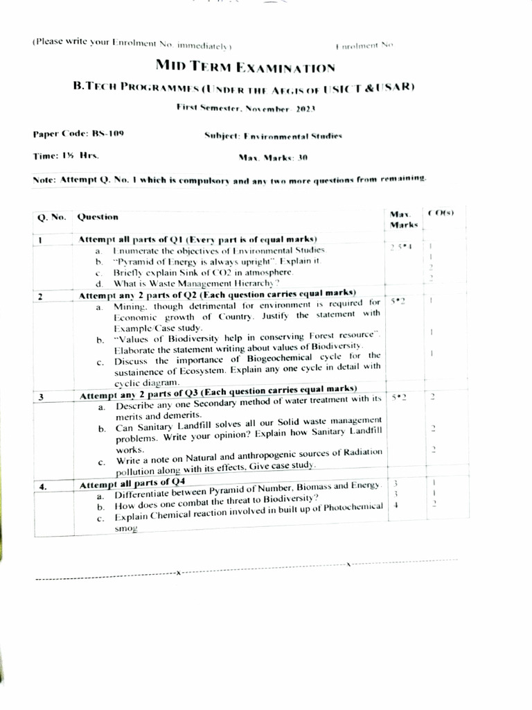 Environmental Studies Midterm Exam Guide | PDF | Waste Management ...