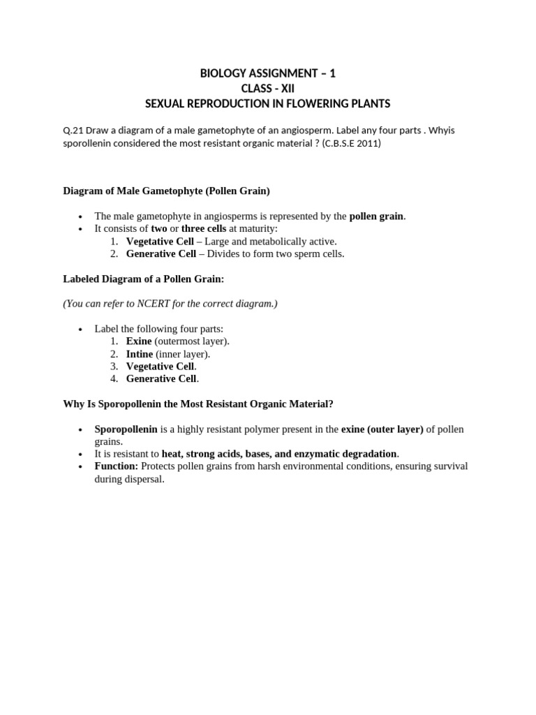 Biology Assignment 1 - CH 1 | PDF | Seed | Flowers