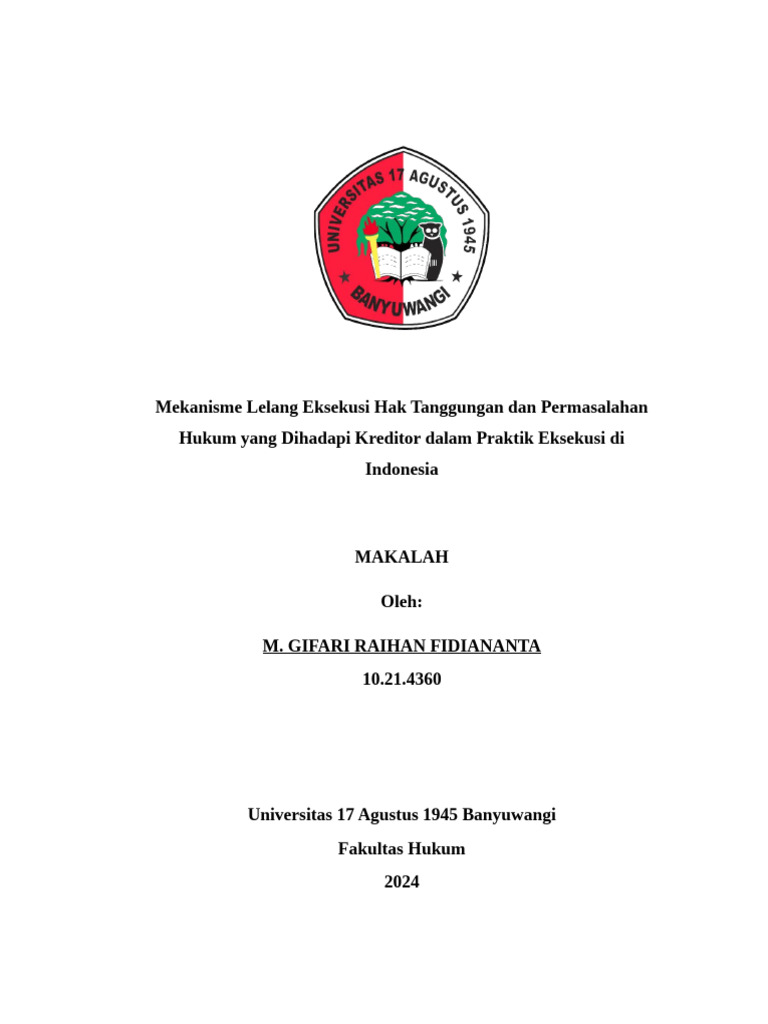Mekanisme Lelang Eksekusi Utang Hukum | PDF