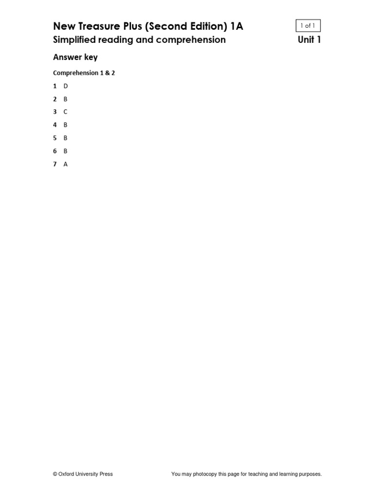 1au1 p4 Sim Reading 1 2 Ans | PDF