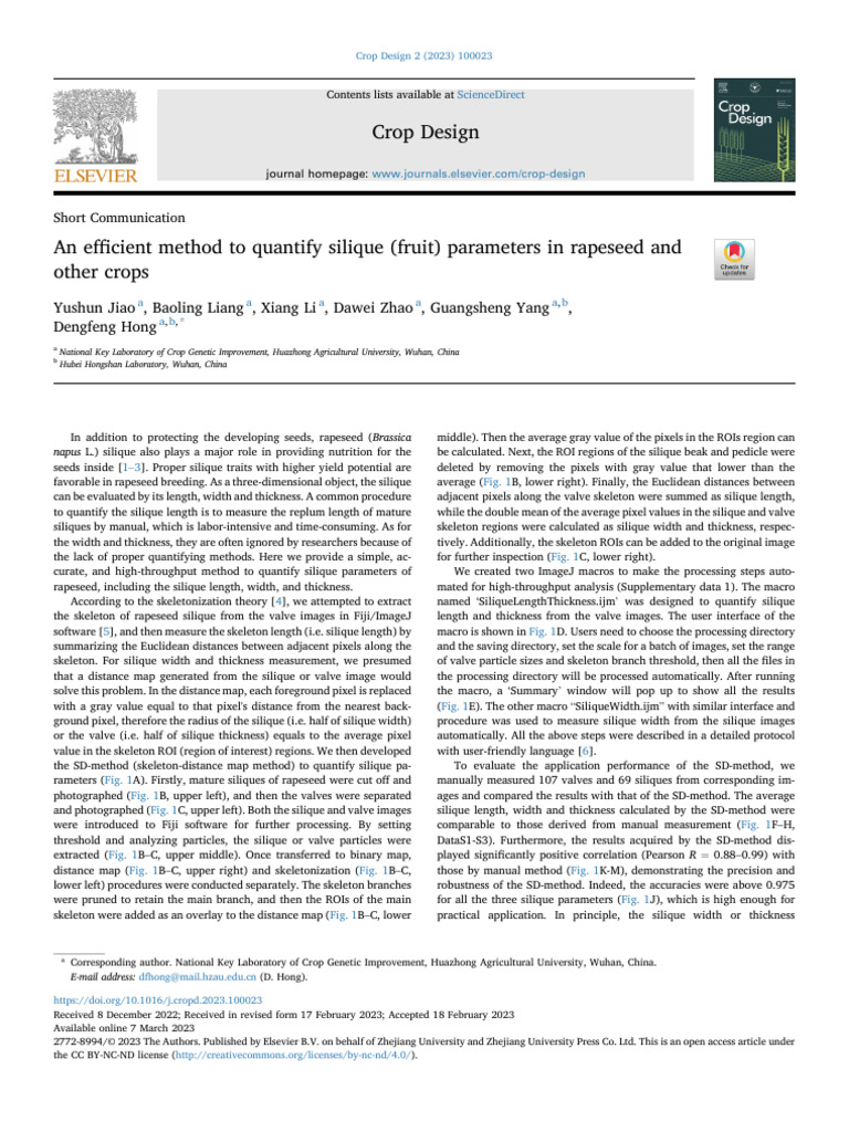 An Efficient Method To Quantify Silique Fruit Parameters in R - 2023 ...