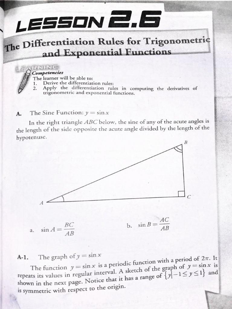 Lesson 2.6 - The Differentiation Rules for Trigonometric and Exponential Functions 11-Mar-2024 ...