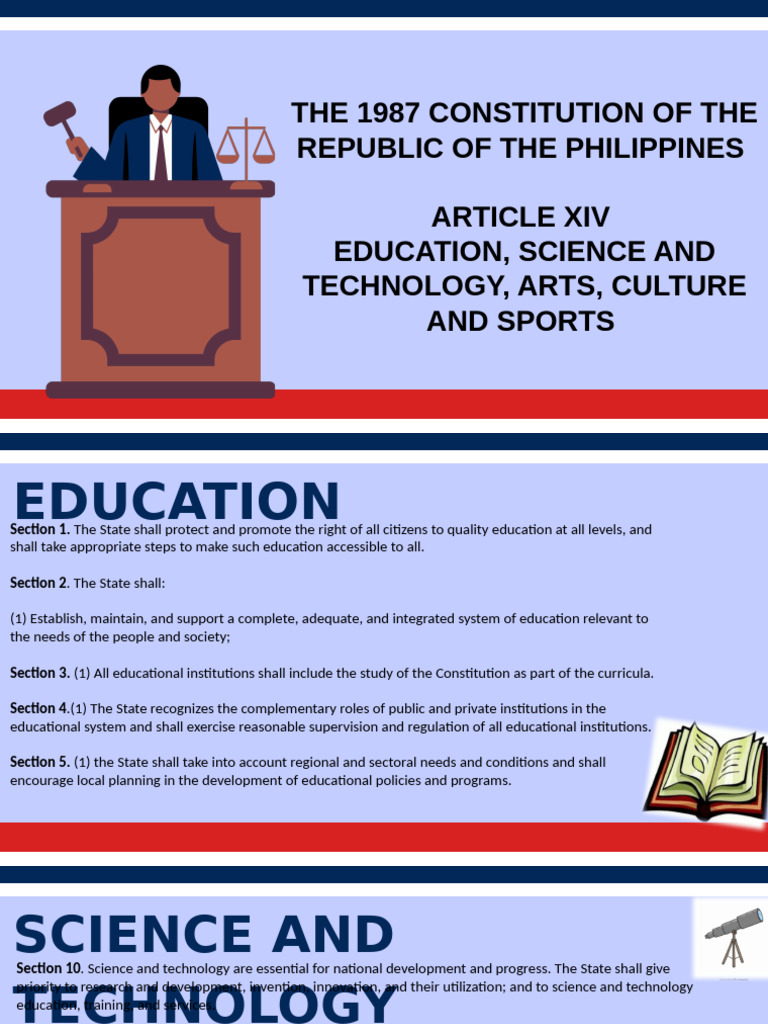 The 1987 Constitution of The Republic of The Philippines Article Xiv ...