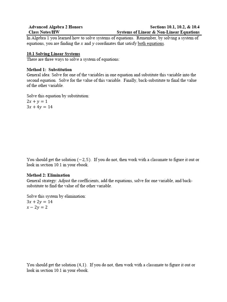 Solving Systems of Equations Methods | PDF | Equations | Mathematics