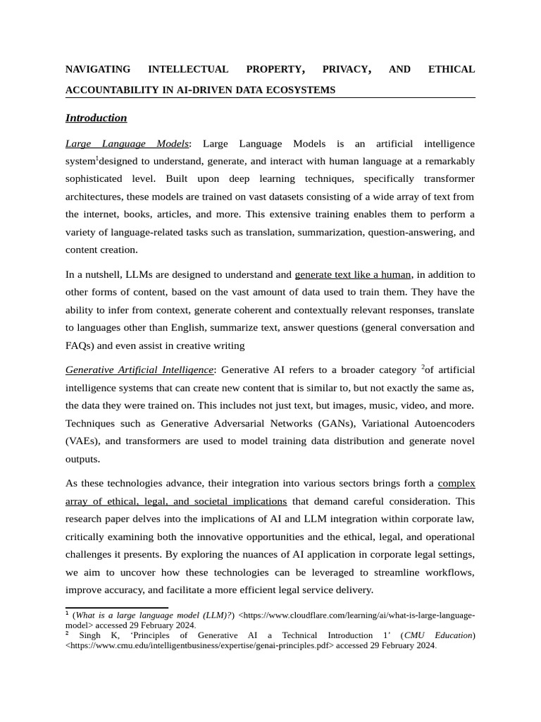 Navigating Intellectual Property, Privacy, and Ethical accountability ...