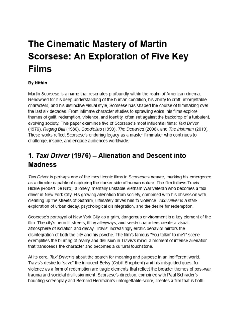 Scorsese's Cinematic Legacy: Five Films | PDF | Martin Scorsese