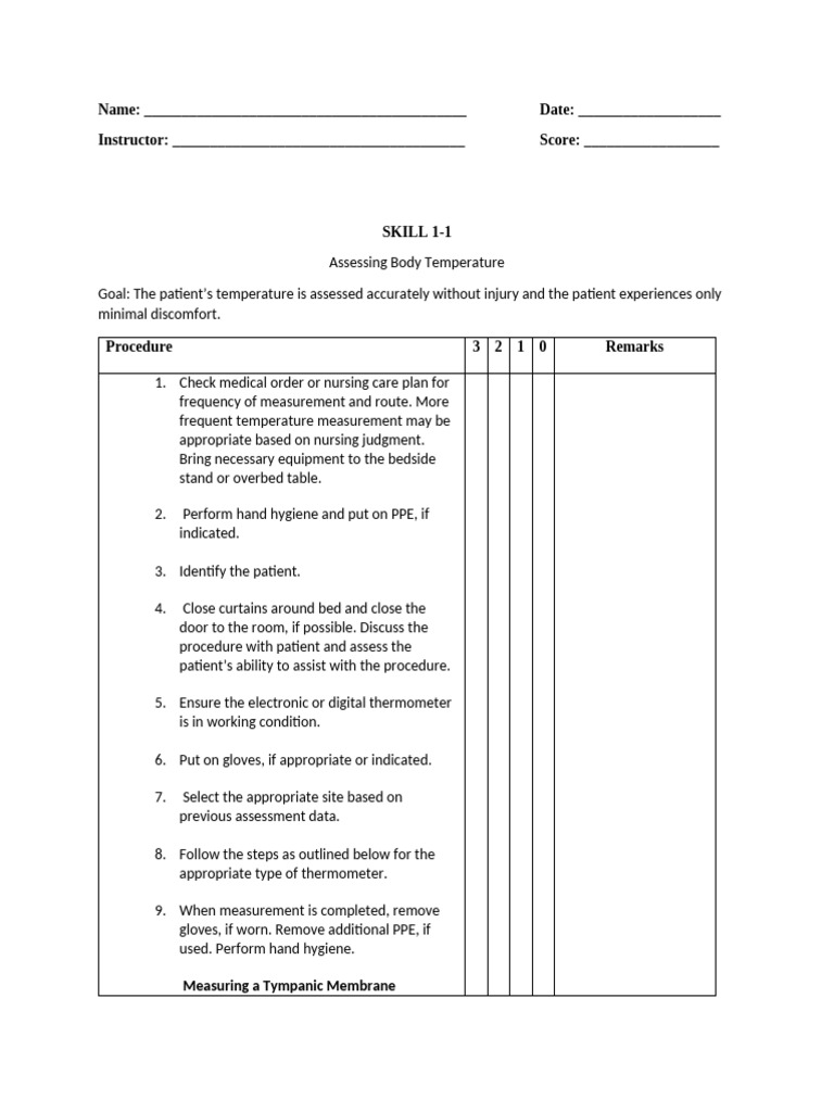 Checklist in Taking Body Temp. | PDF | Thermometer