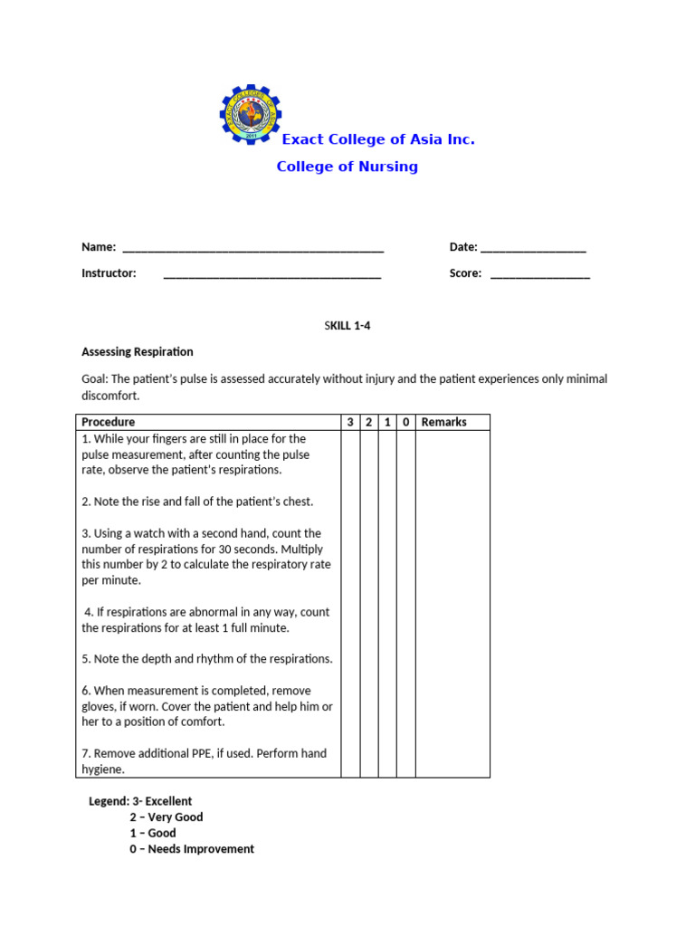 Checklist Respiratory Rate | PDF