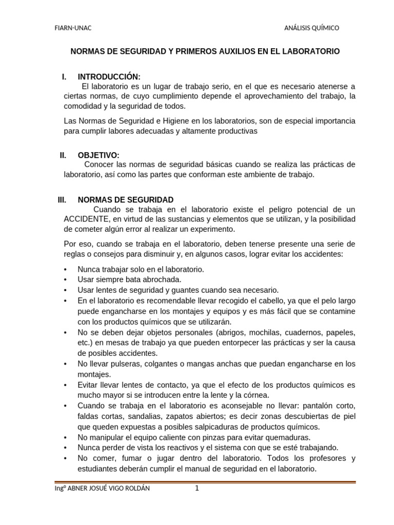 Normas de Seguridad en el Laboratorio | PDF | Laboratorios | Agua