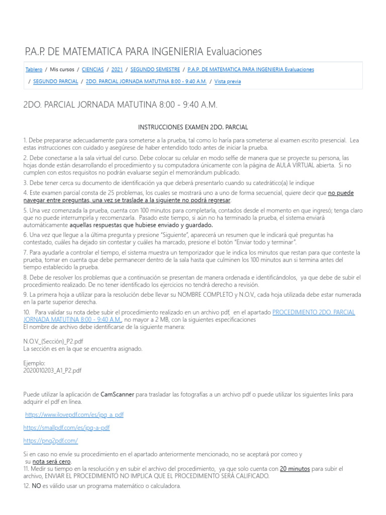 Temario 2do. Parcial | PDF | Matemáticas