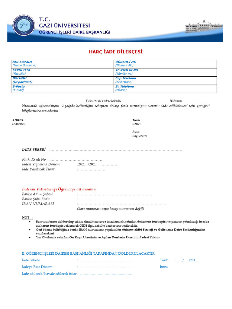 Harc Iade Basvuru Formu | PDF
