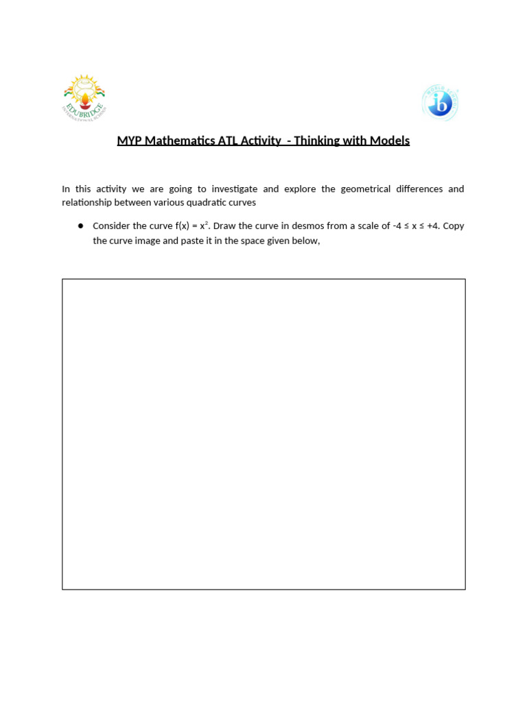 ATL Activity - MYP Quadratics | PDF
