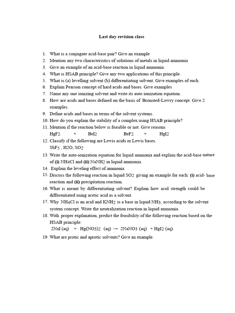 Last Day Revision Class | PDF | Heat | Physical Chemistry