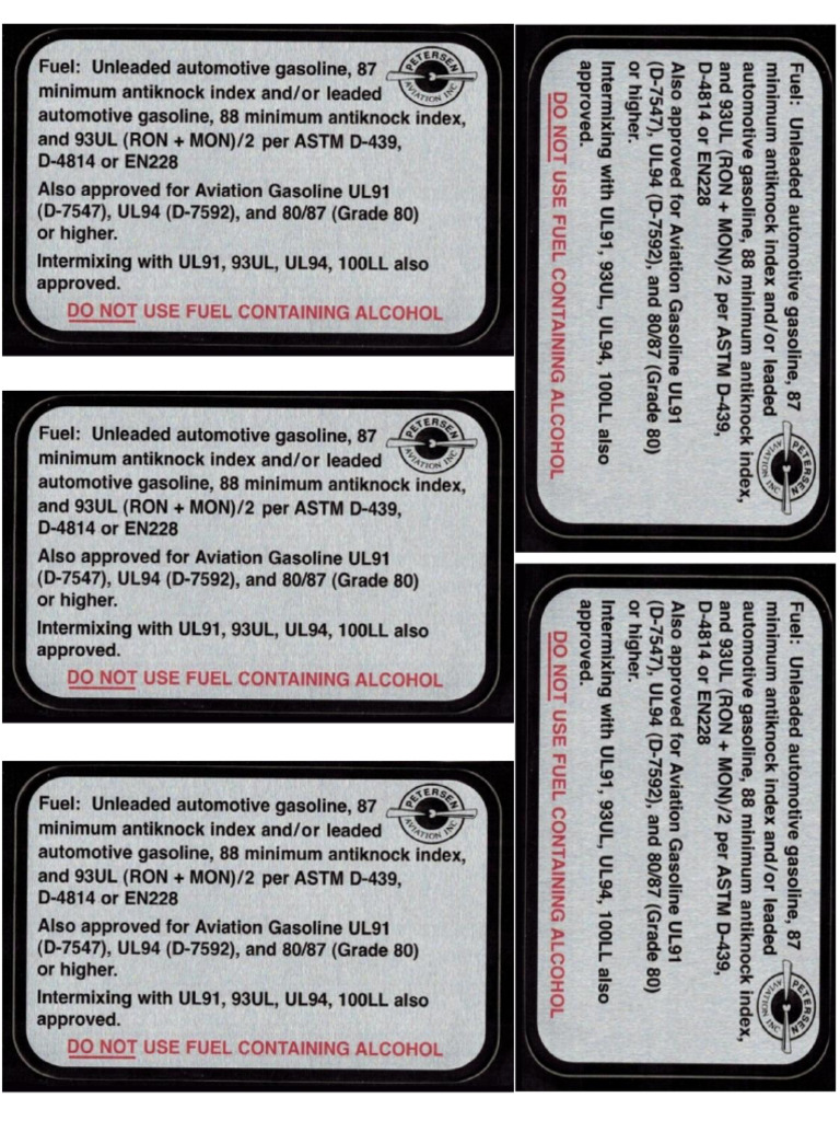 Fuel Placard Mogas | PDF