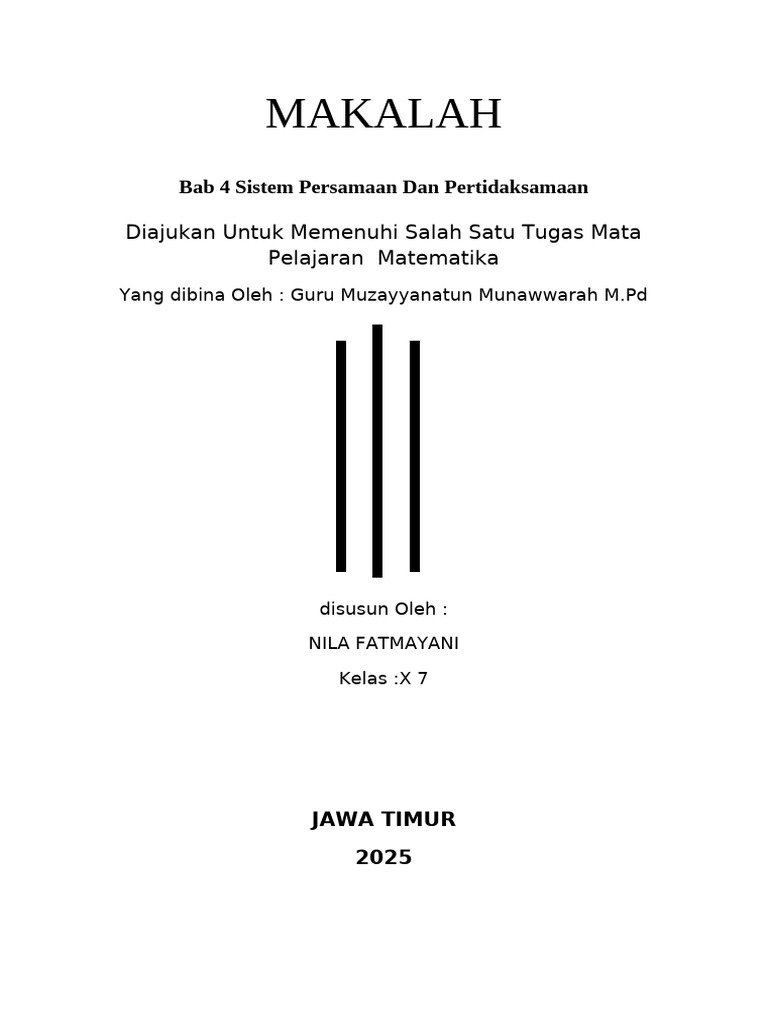 Makalah Matematika Persamaan Dan Pertidaksamaan | PDF