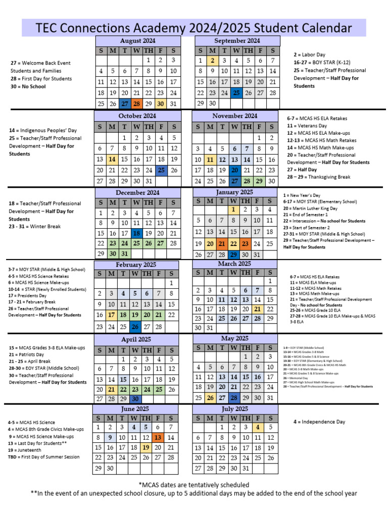 SY24-25 STUDENT Calendar Revised 8.2.24 | PDF | Public Services ...