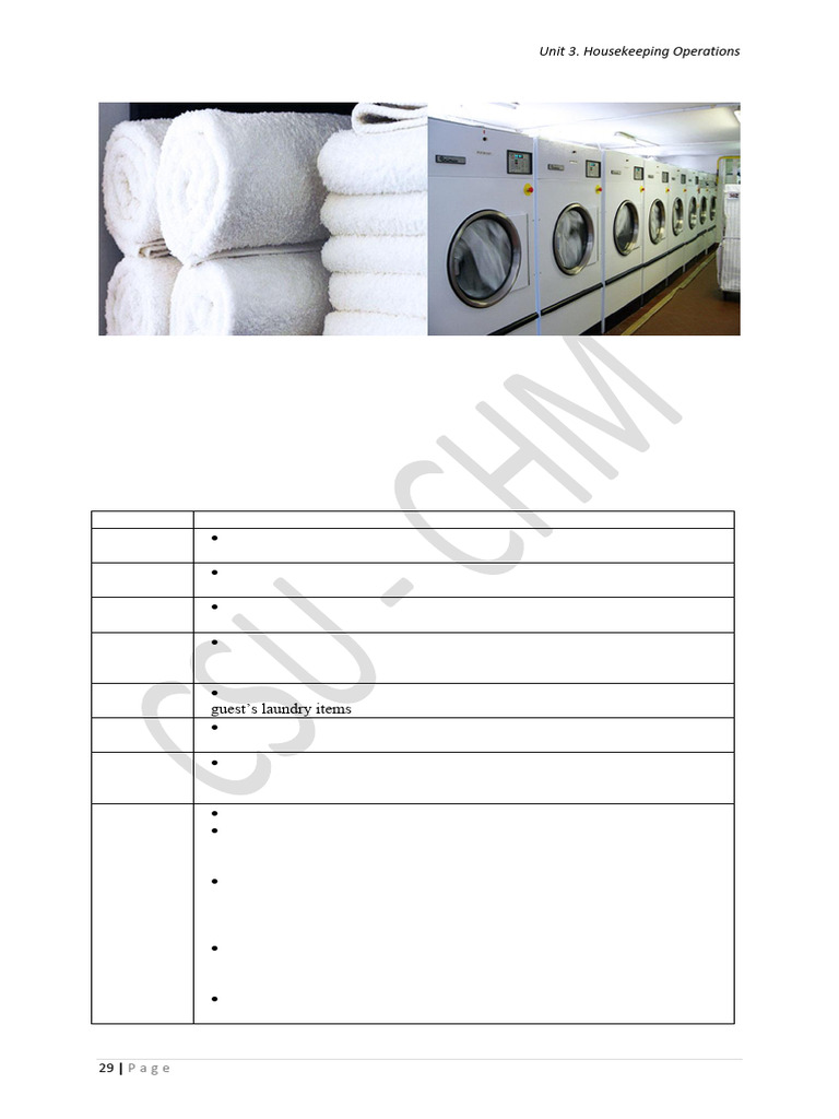Topic 7. Linen and Laundry Operations | PDF | Linens | Laundry