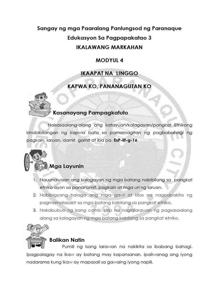 EsP Grade 3 2nd Quarter Module 4 Week4 | PDF