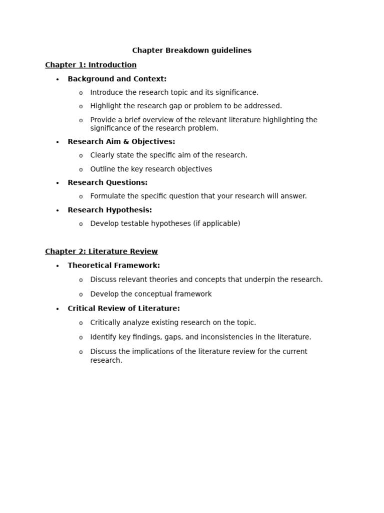 Chapter Breakdown Guideline | PDF | Methodology | Data