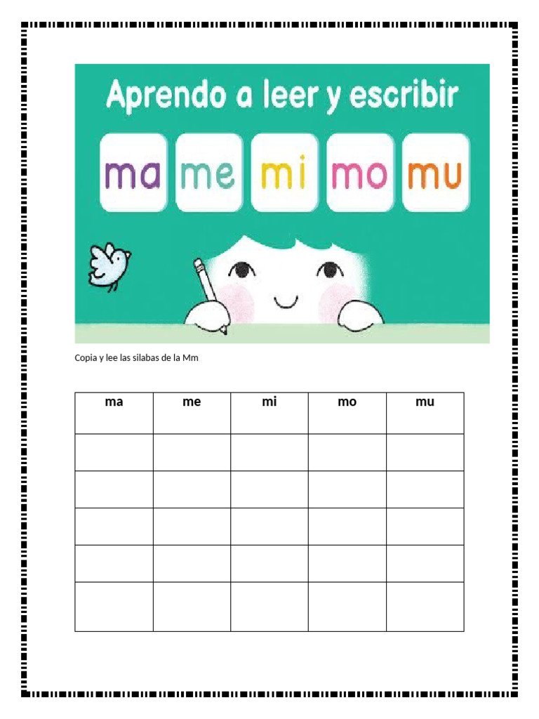 Copia y lee las silabas de la Mm | PDF