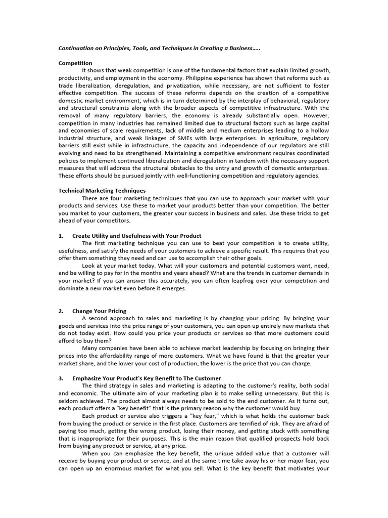 Continuation On Principles | PDF | Competitive Advantage | Private Sector