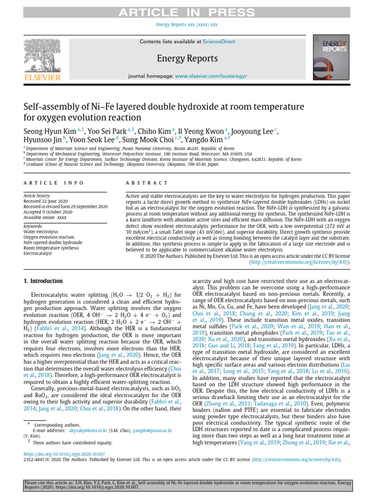 Ni-Fe LDH Synthesis for OER Efficiency | PDF | Iron | Nickel