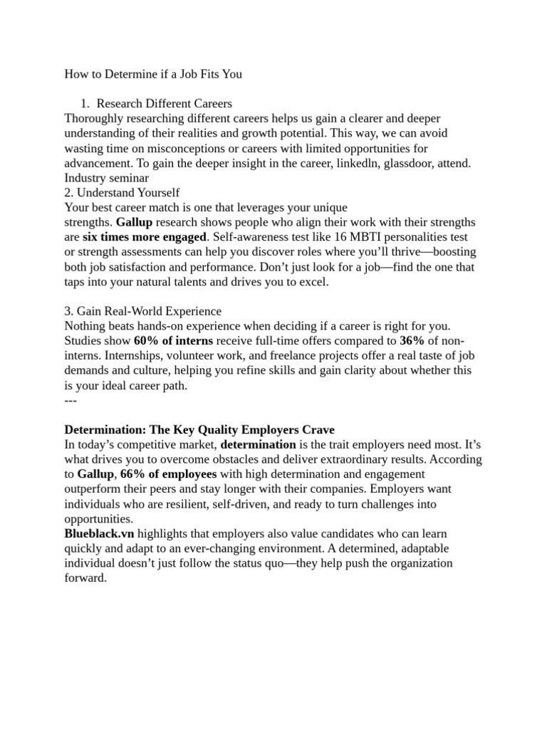 Finding Your Ideal Job Fit | PDF