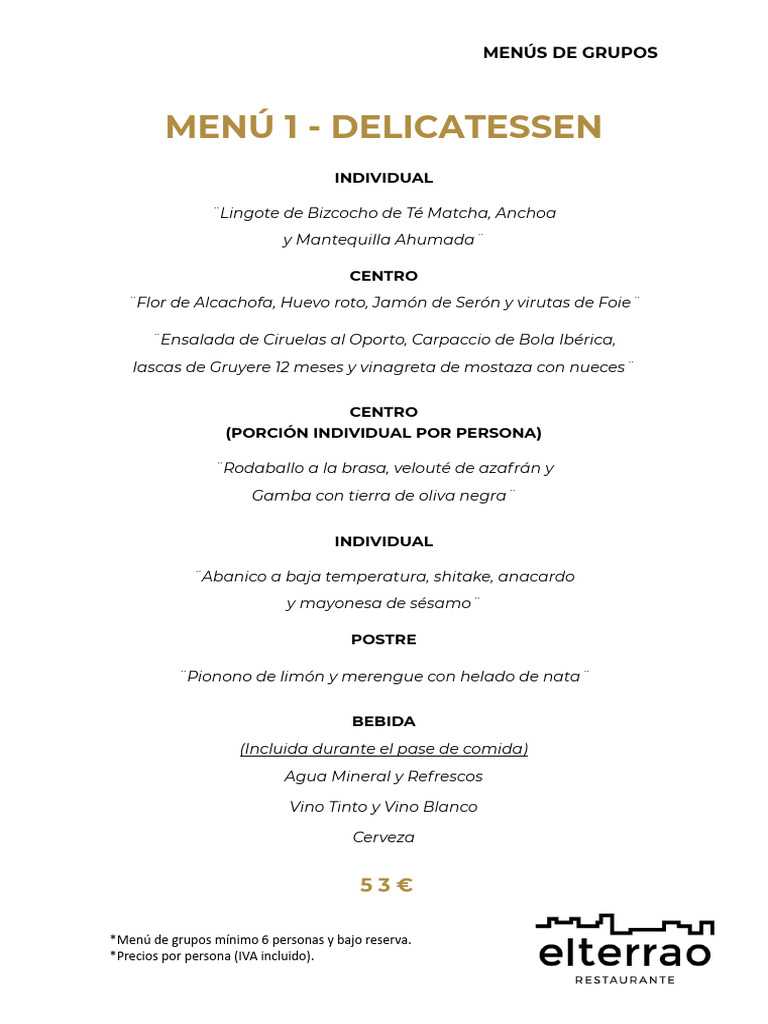 Menús Gourmet para Grupos de 6+ | PDF | Cocina occidental | Cocinando
