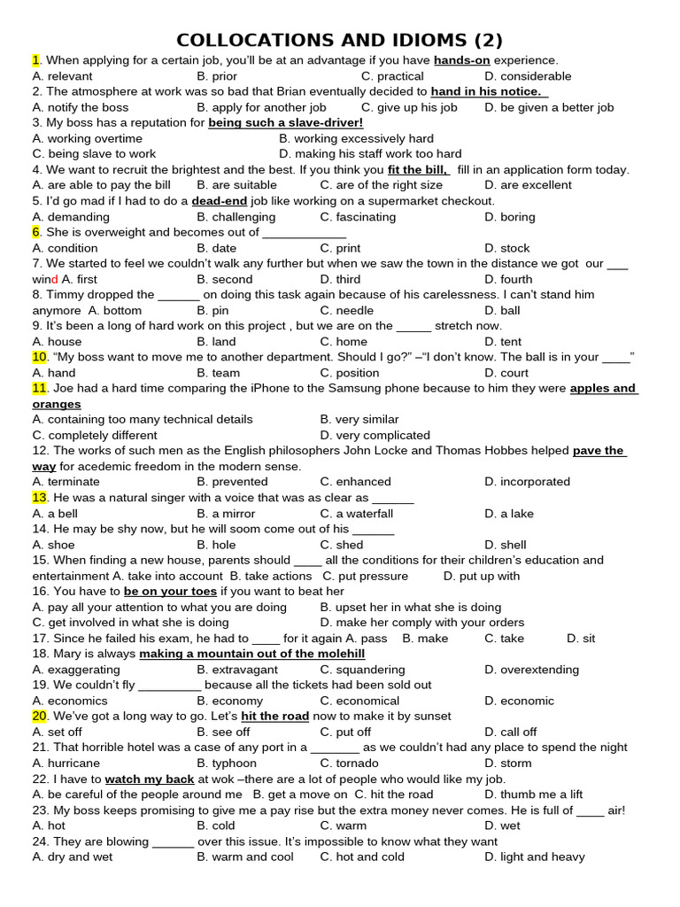 Collocations and Idioms 2 | PDF