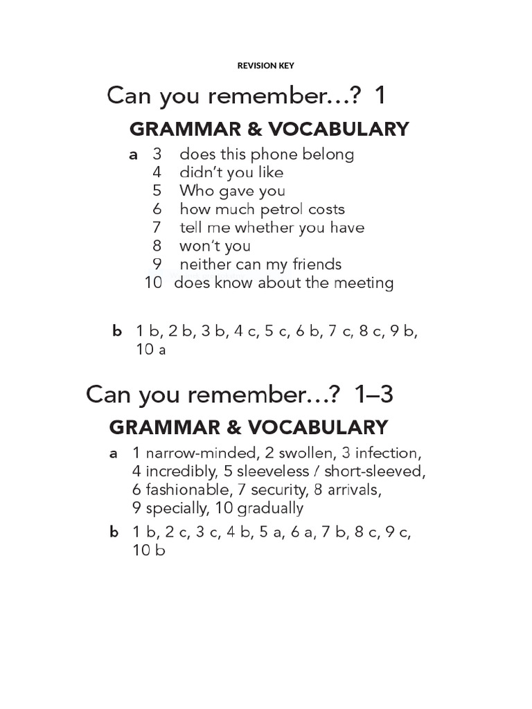 Ef Revision Key 2 | PDF