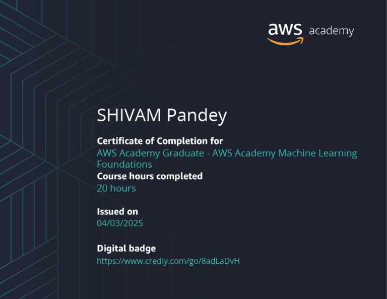 AWS Academy Graduate AWS Academy Machine Learning Foundations ...