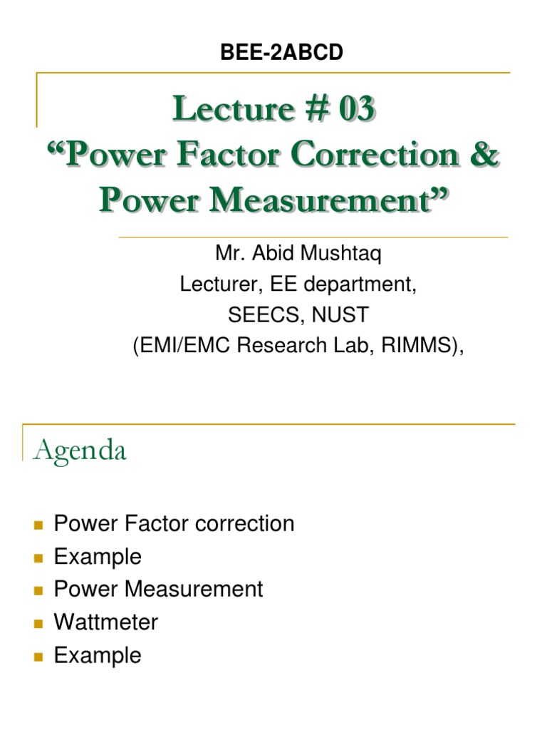 Power Factor & Measurement Basics | PDF | Teaching Methods & Materials ...