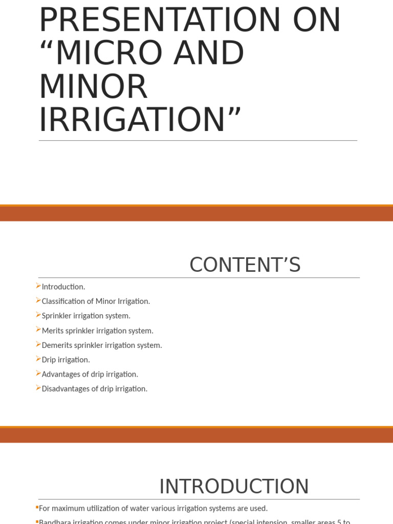 Micro and Minor Irrigation Systems | PDF | Irrigation | Water Management
