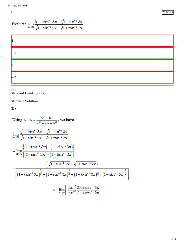DPP - JEE - XII - Limits, Continuity, Differentiability-2 | PDF