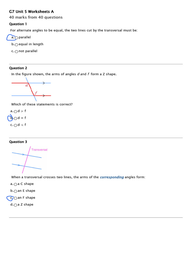 G7 Geometry Worksheets: Angles & Triangles | PDF | Angle | Perpendicular