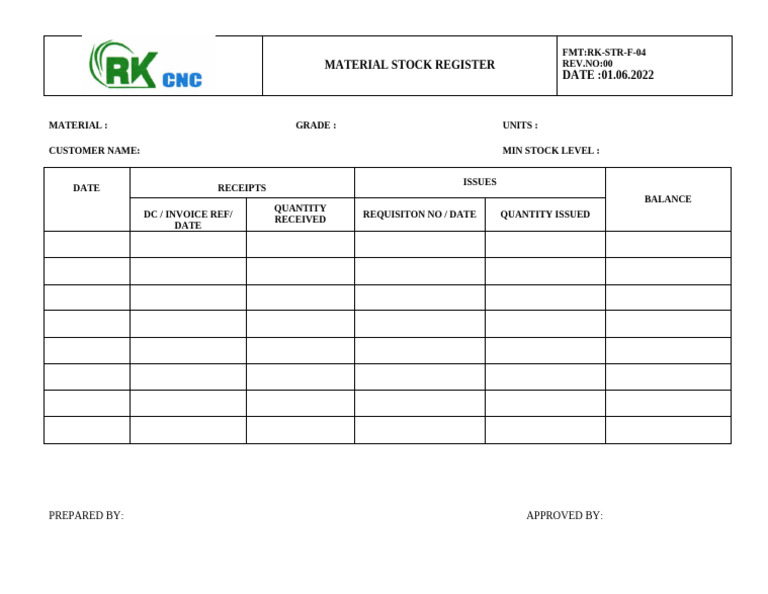 4.stock Book-Material Stock Register | PDF