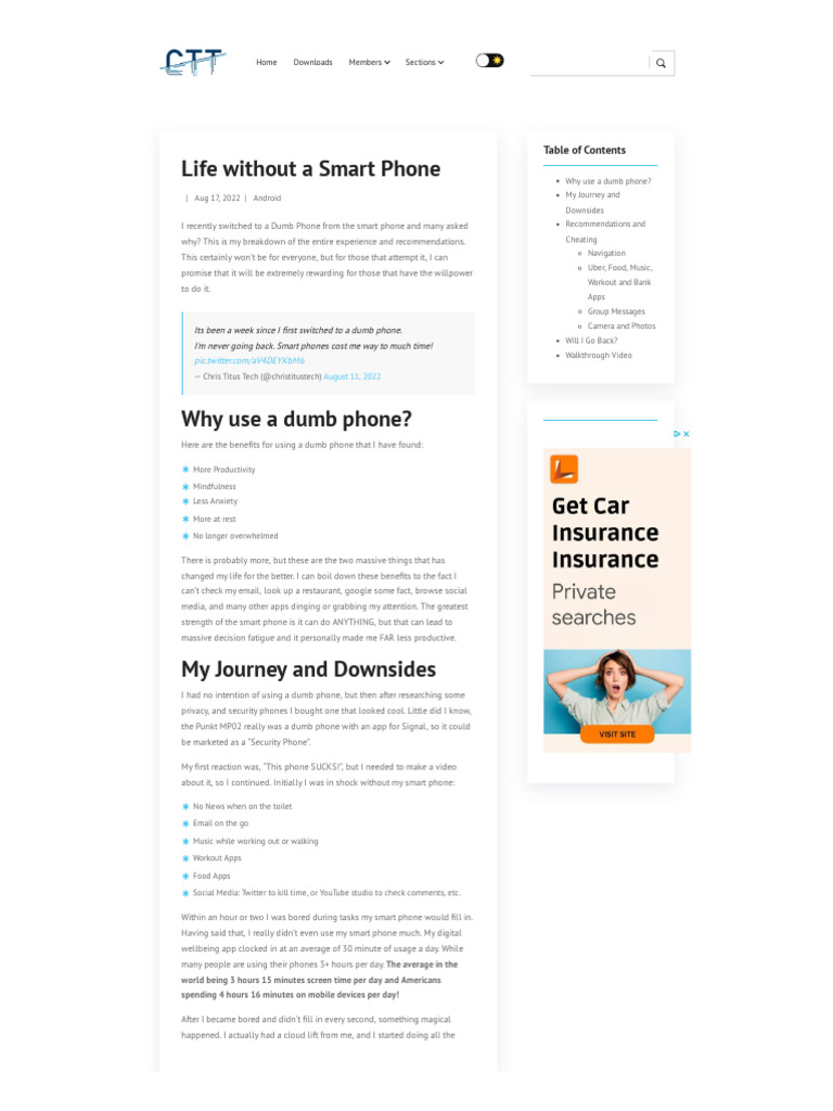 Embracing Life with a Dumb Phone | PDF | Smartphone | Android (Operating System)