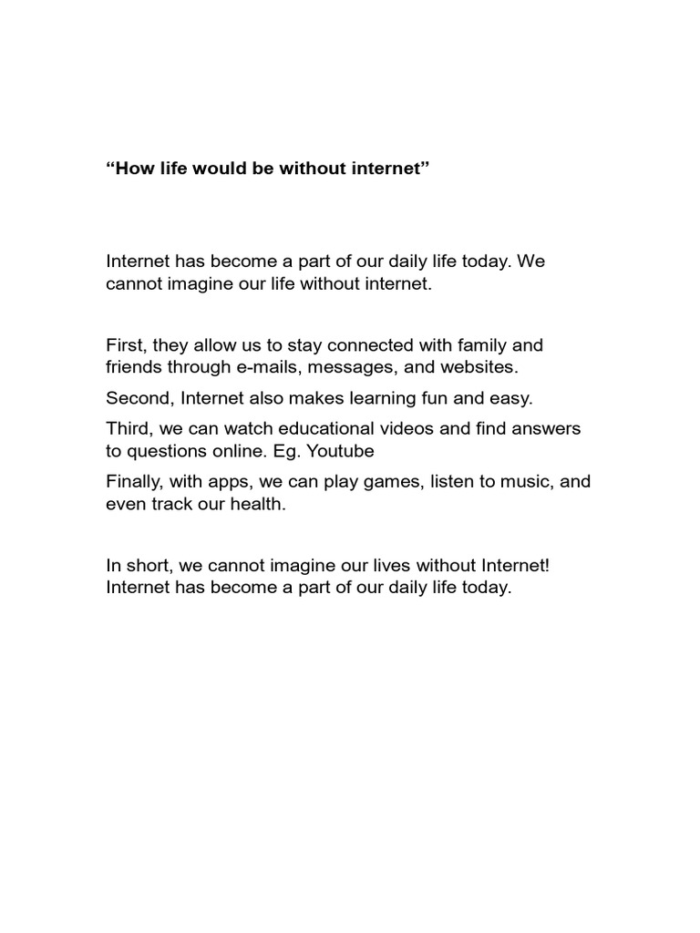How Life Would Be Without Internet | PDF
