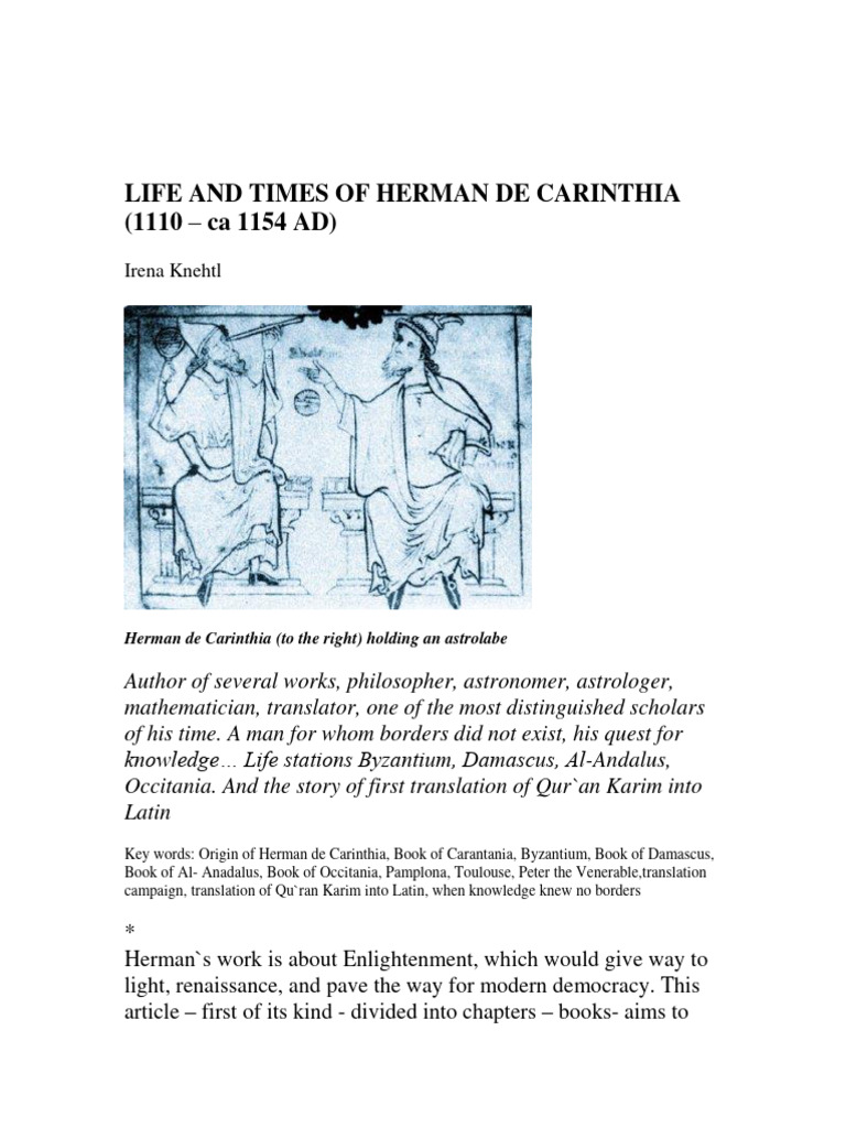 Herman de Carinthia: Scholar of the Ages | PDF | Al Andalus | Hermeticism