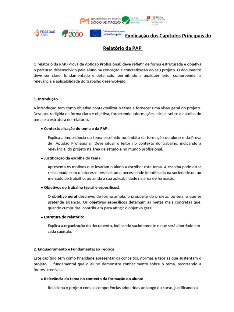 Estrutura do Relatório da PAP | PDF | Gestão de recursos humanos