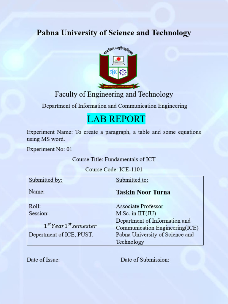 MS Word Lab Report: ICT Fundamentals | PDF