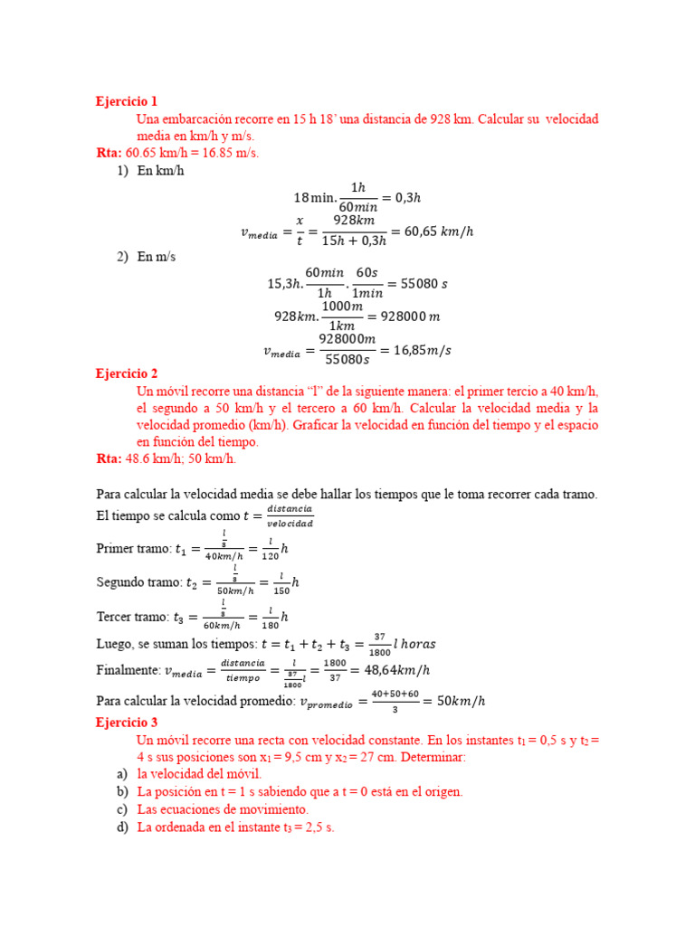 Ejercicios (Matias) | PDF | Velocidad | Aceleración
