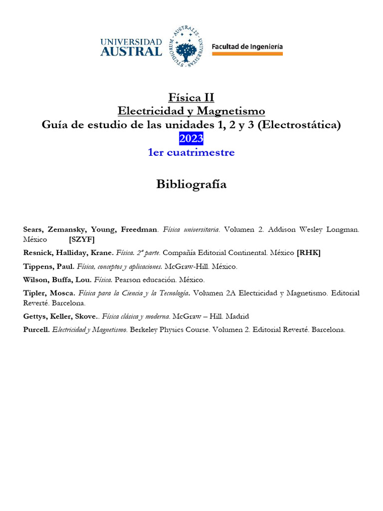 Guía 2023 U1 U2 U3 | PDF | Campo eléctrico | Flujo