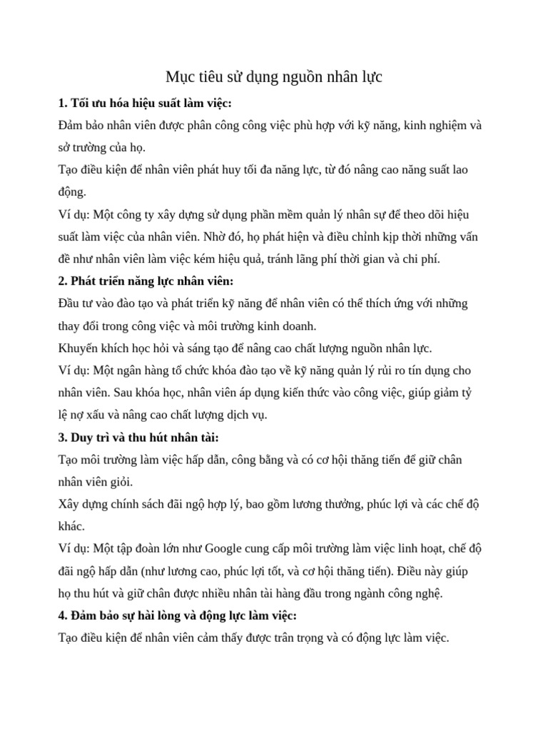 M C Tiêu S D NG Ngu N Nhân L C | PDF