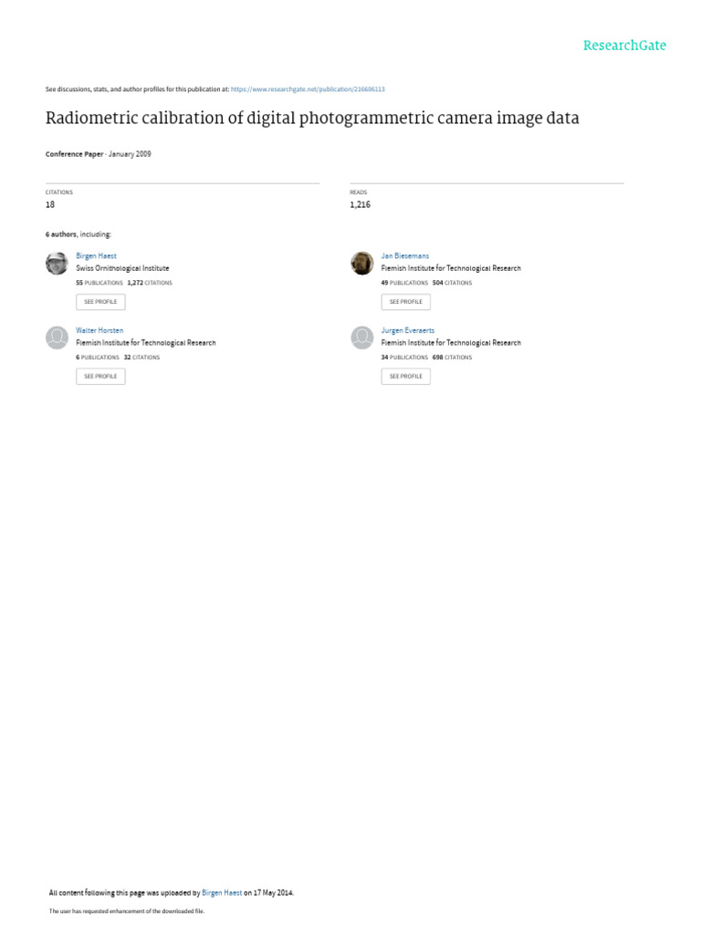 Radiometric Calibration of Digital Photogrammetric | PDF | Image Resolution | Imaging