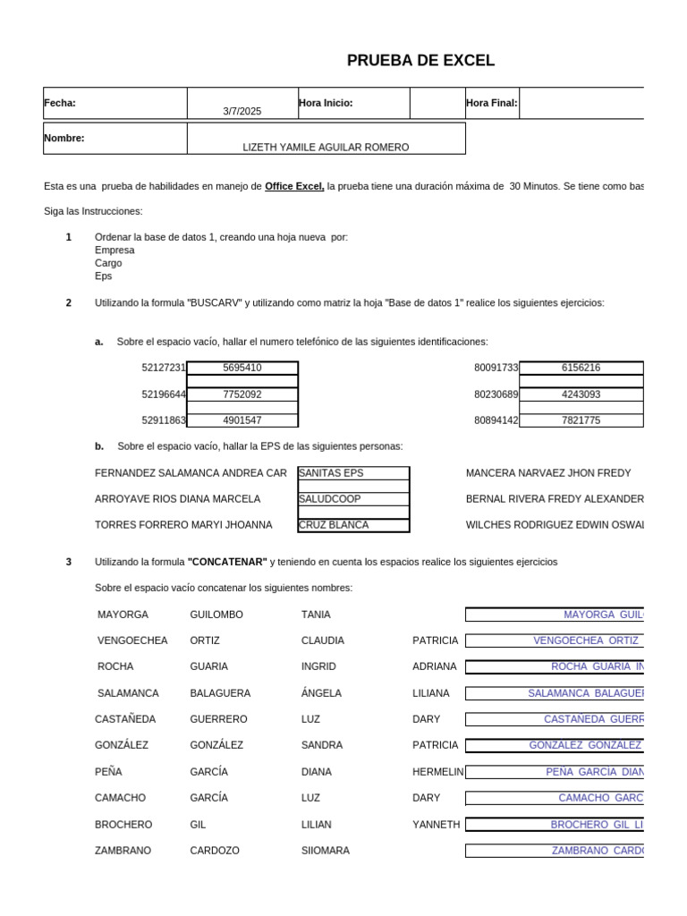 Prueba Excel - Intermedio | PDF