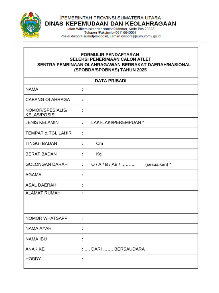 Formulir Data Diri | PDF