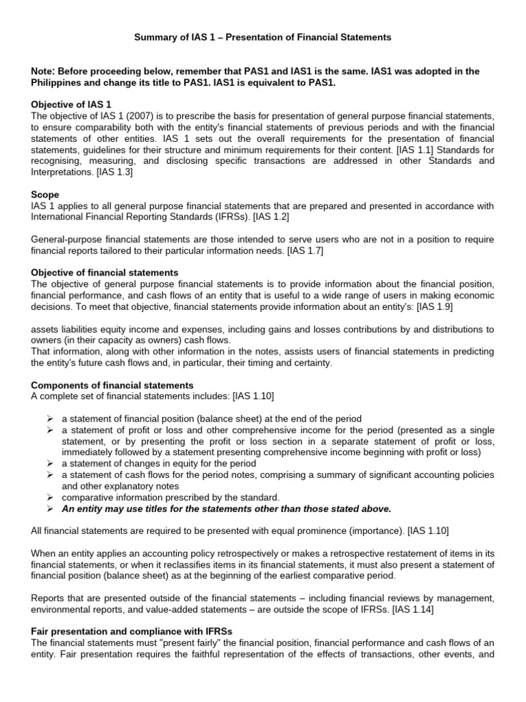 PAS-1-Presentation-of-Financial-Statements | PDF | International ...